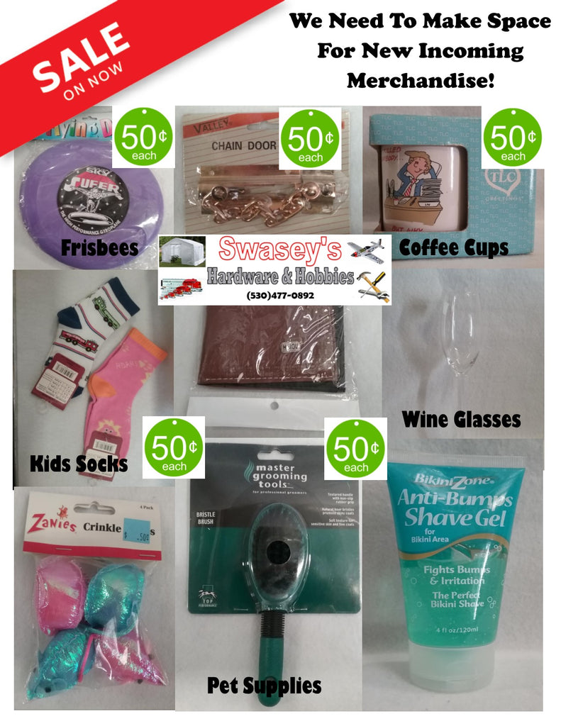 Check Out Our 50 Cent Sale – Swasey's Hardware & Hobbies